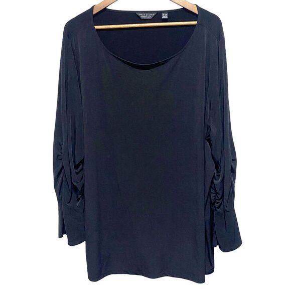 Susan Graver | Tops | Susan Graver Tunic Womens 3x Black Flared Sleeve ...
